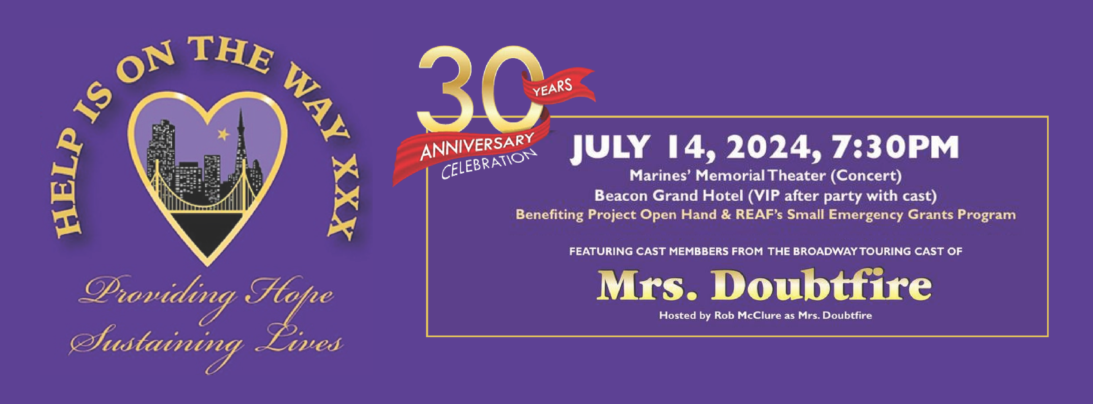 REAF Presents Help is On the Way XXX: Broadway and Beyond! | Project Open Hand